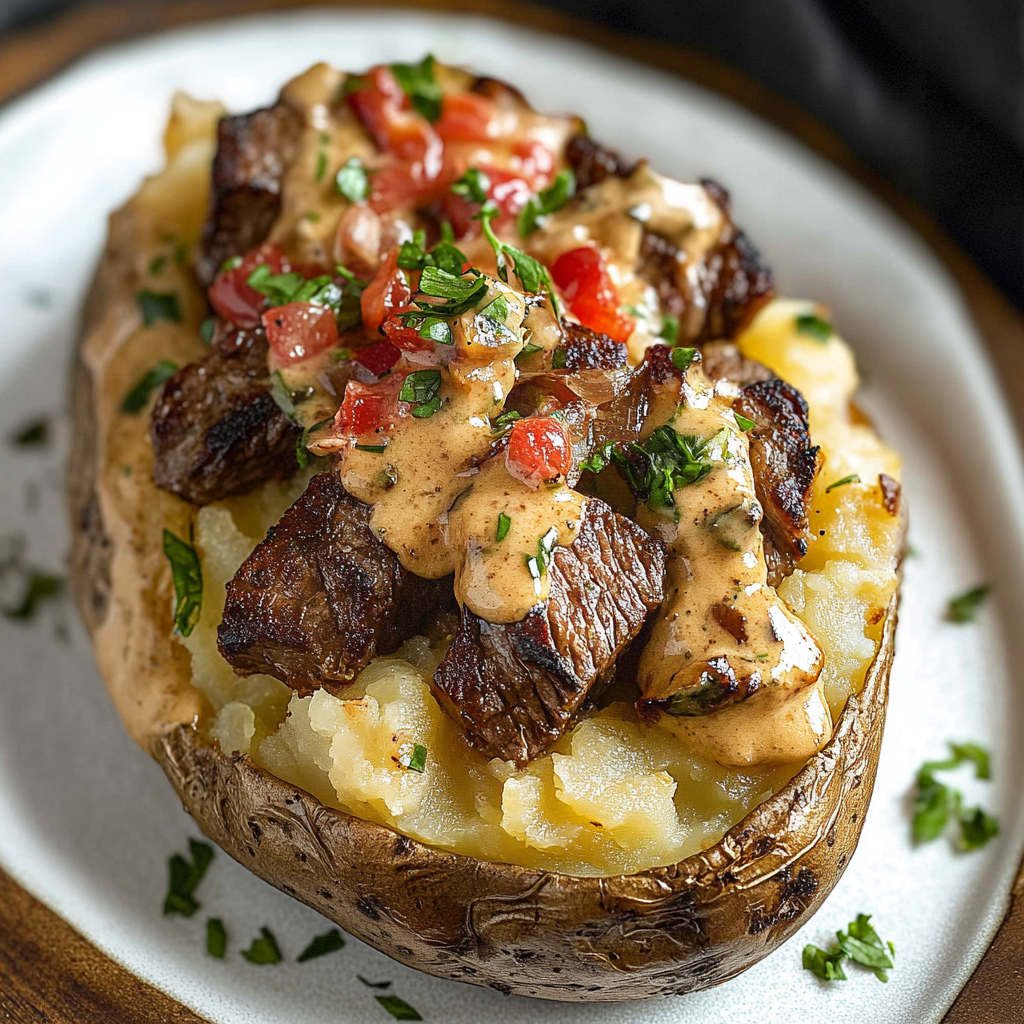 Ultimate Loaded Baked Potato with Steak Bites