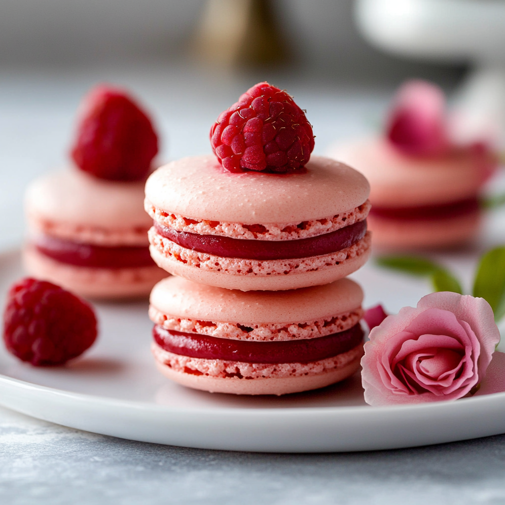 Mother's Day Raspberry Rose Macarons