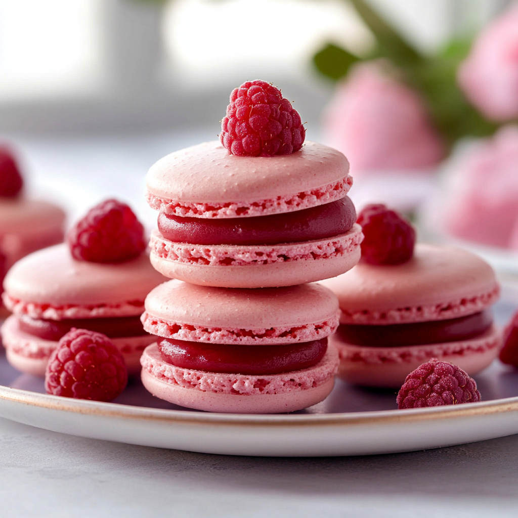 Mother's Day Raspberry Rose Macarons