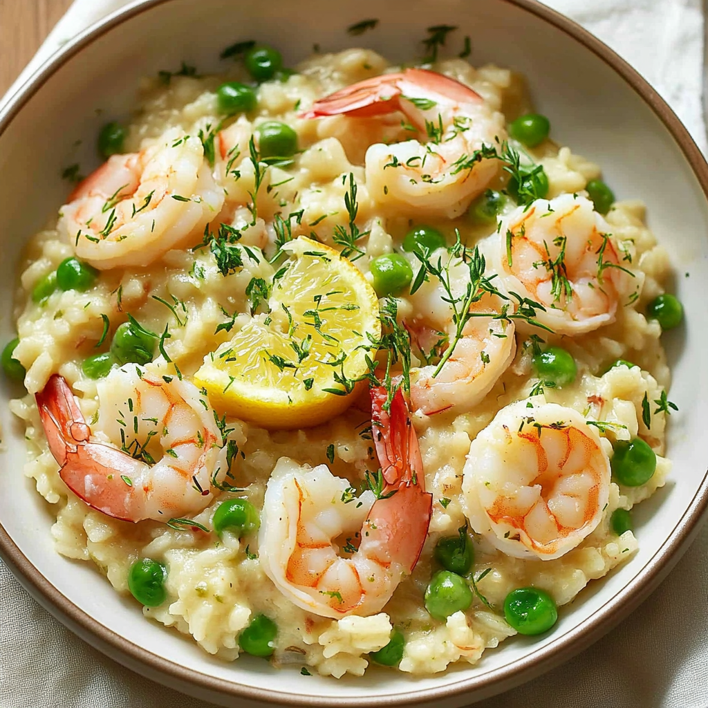 Creamy Shrimp Risotto with Peas