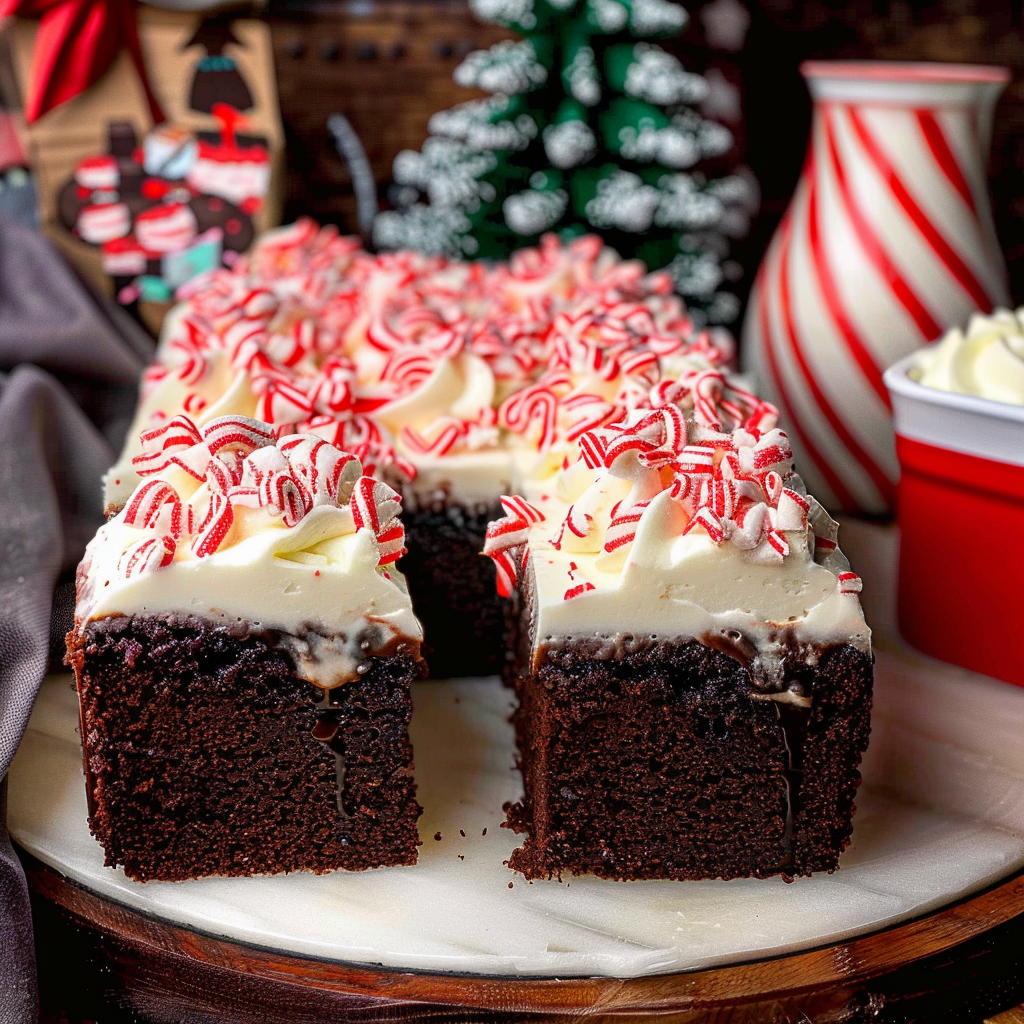 Peppermint Mocha Poke Cake