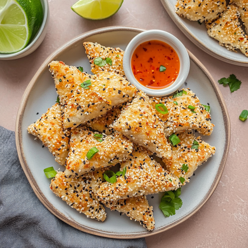 Sesame-Crusted Tofu Triangles