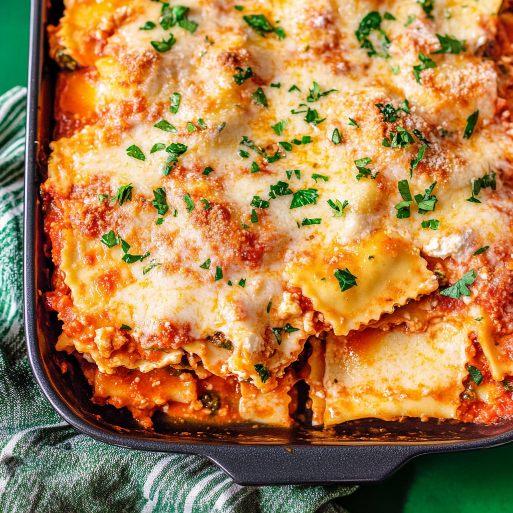 No-Boil Ravioli Lasagna Bake